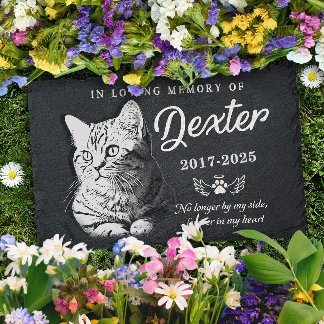 Pet Memorial Stone Cat Memorial Stone, Memorial Garden Stone With Photo ...