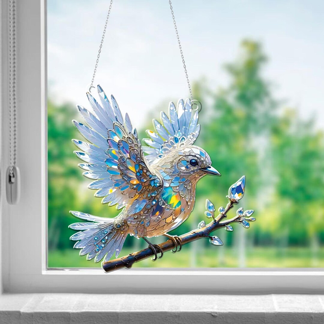 Blue Bird Acrylic Suncatcher, 2D Window Hanging Decor, Sun Catcher Gift ...