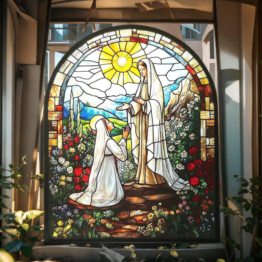 Virgin Mary Apparition Acrylic Suncatcher, Religious Window Hanging ...