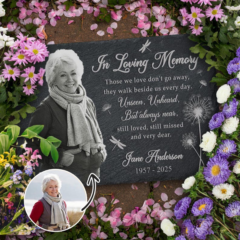 Custom Photo Memorial Stone, Personalized Remembrance Stone for ...