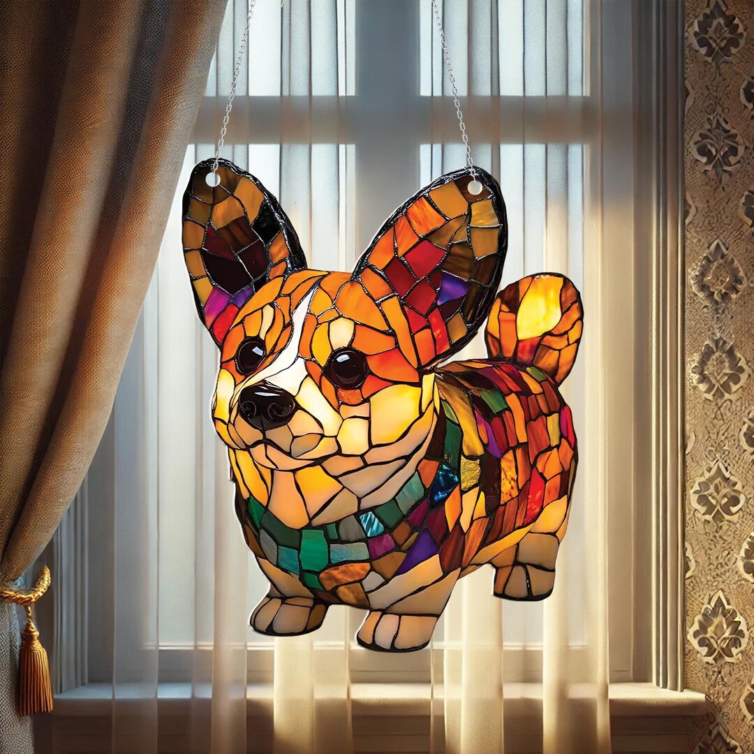 Corgi Dog Acrylic Window Hanging, Acrylic Hanging Window Art, Puppy ...