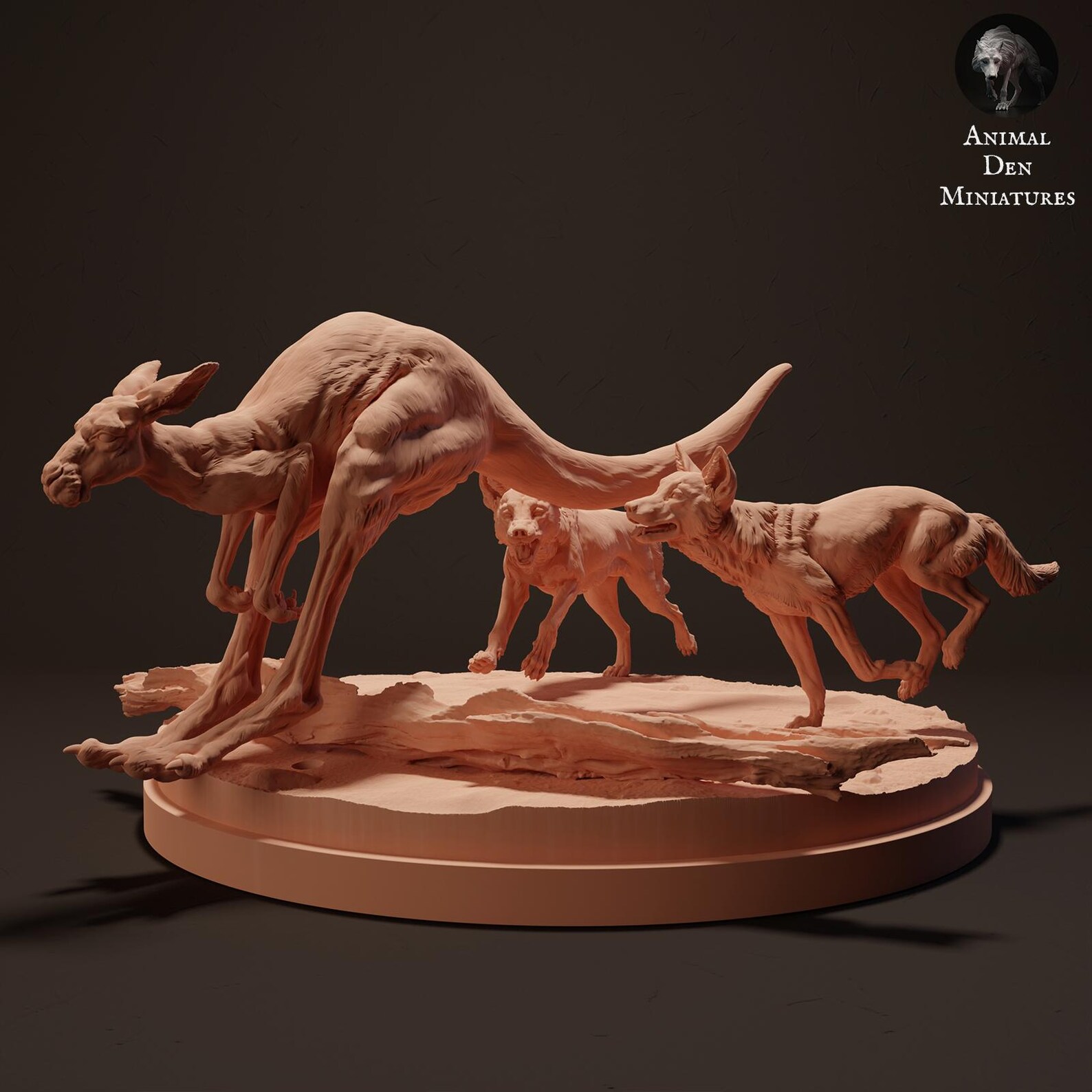 Dingoes Hunting Red Kangaroo | UNPAINTED | Plant-based Resin 3d Print ...