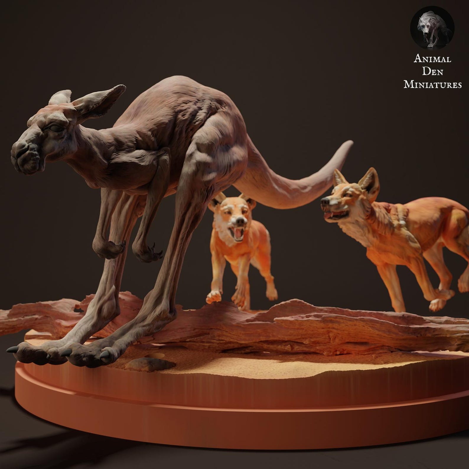 Dingoes Hunting Red Kangaroo | UNPAINTED | Plant-based Resin 3d Print ...