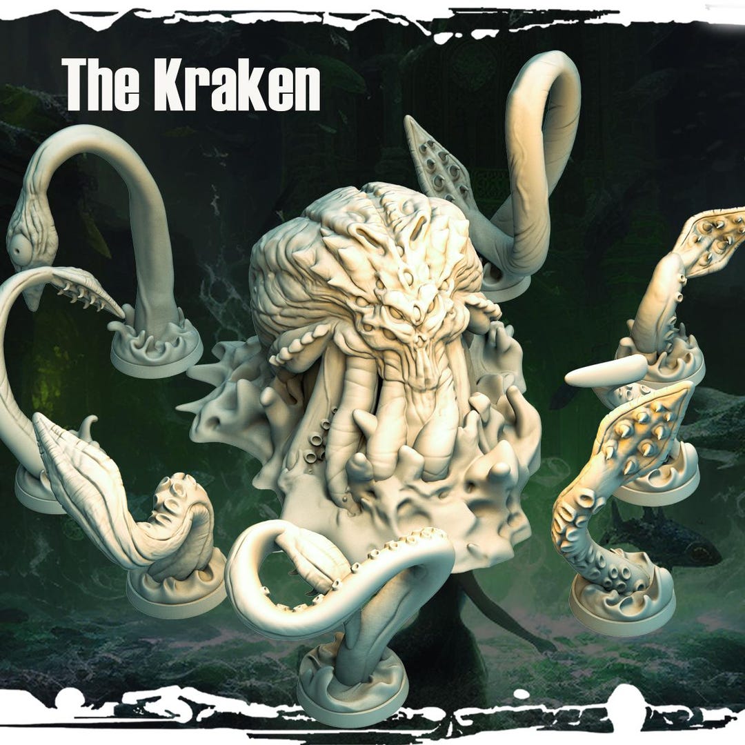 The Kraken | 32mm and More Scales | Plant-based White Resin 3d Print ...