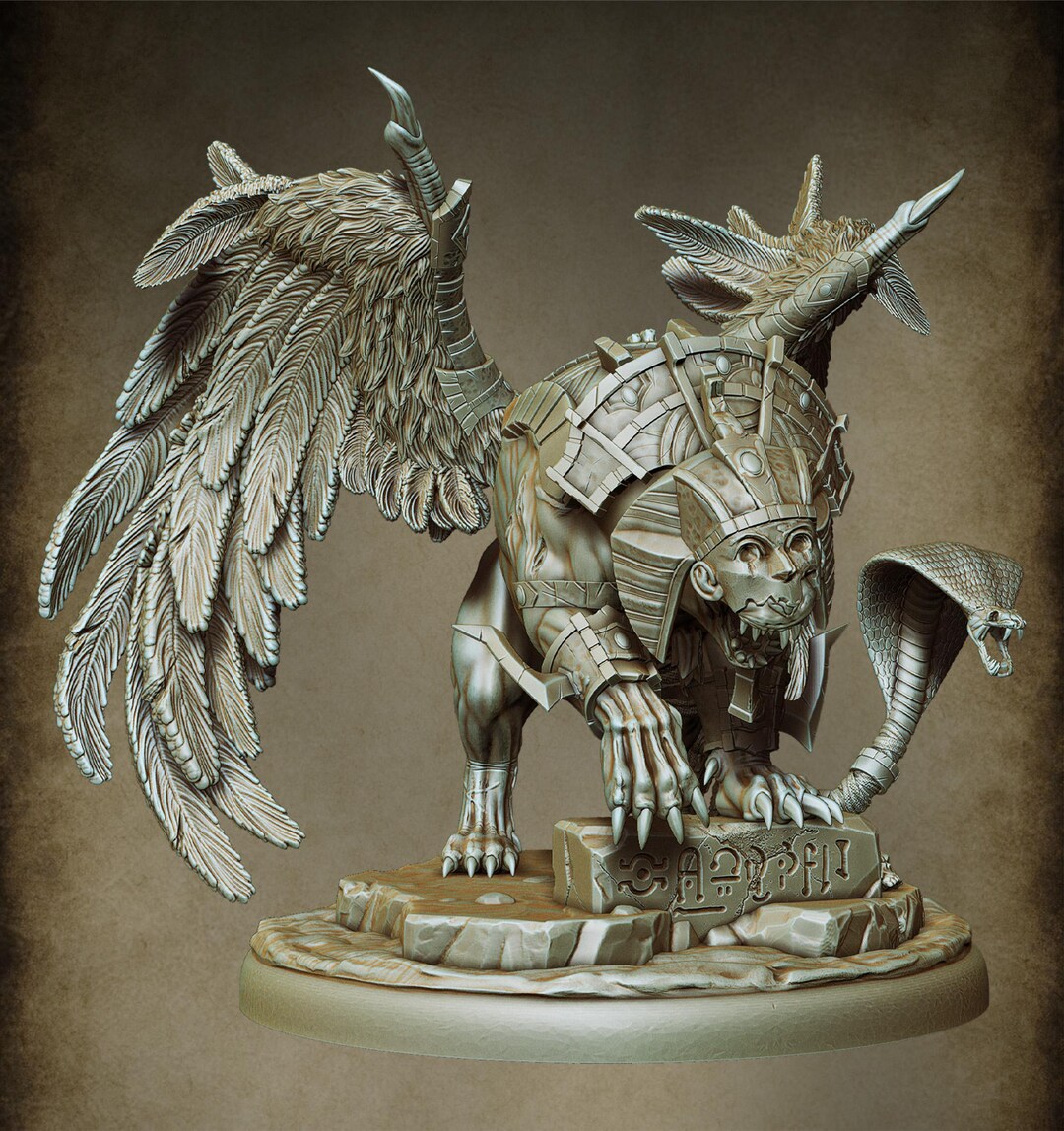 Ashen Sphinx | 32mm and More Scales | Plant-based White Resin 3d Print ...
