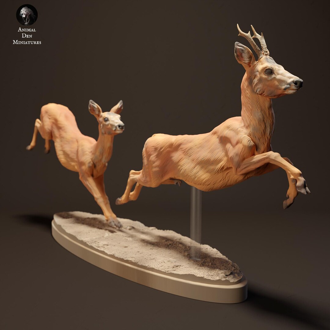 Roe Deer Running | UNPAINTED | Plant-based Resin 3d Print | Nature ...