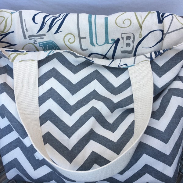 Gray Chevron Tote - Etsy