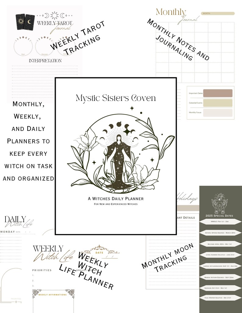 PDF Grimoire Witch Planner Guide, Witches Planner and Guides, Journaling, Daily Planner, Rituals ...
