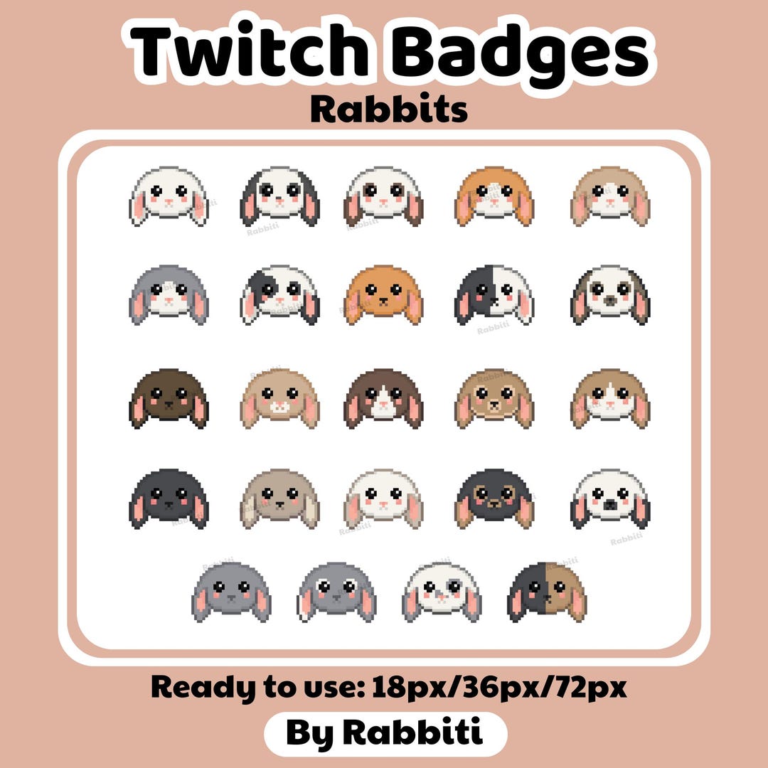 24 Cute Pixel Bunnies/rabbits Sub Badges for Twitch, Kick, Youtube ...