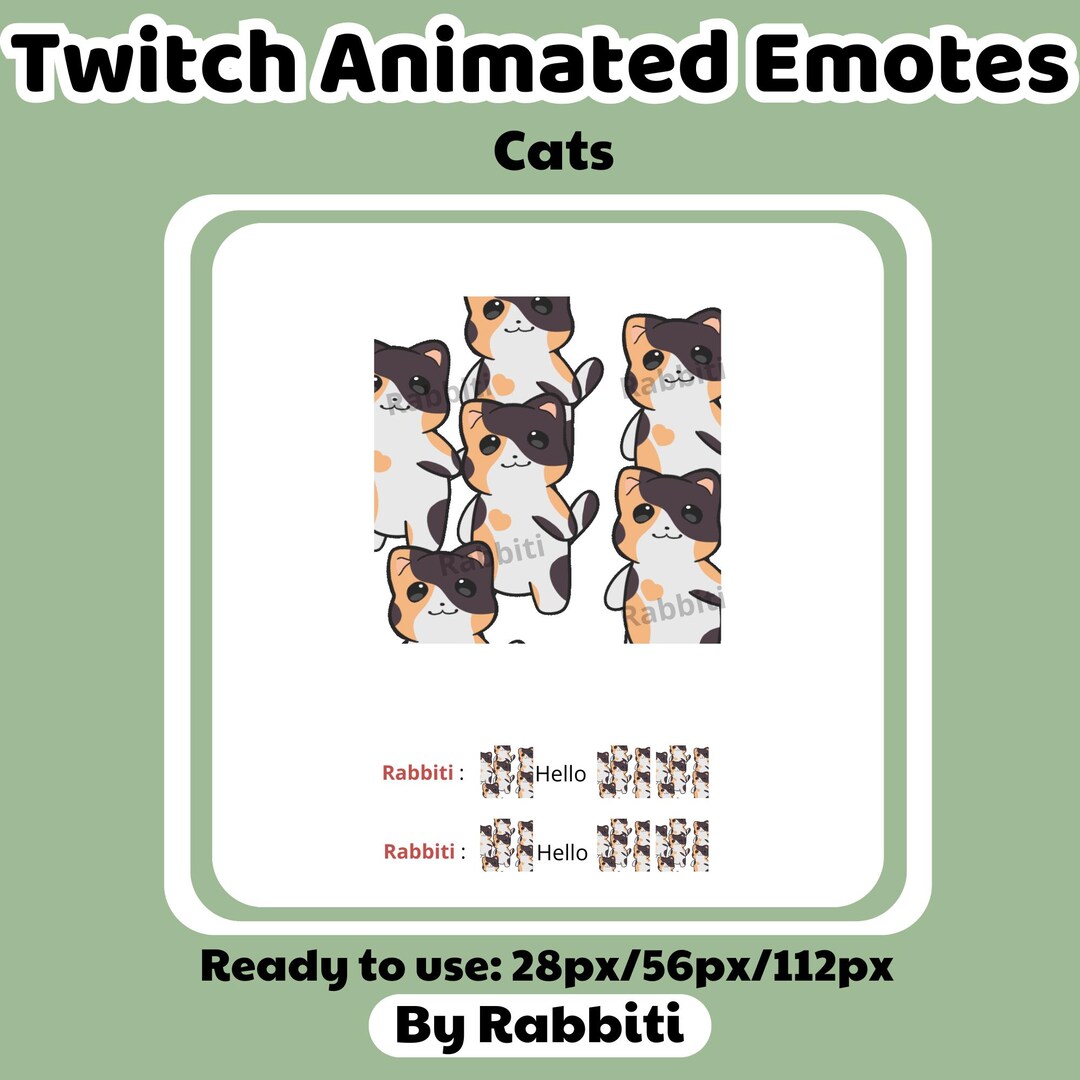 Animated Raid Emote, Cute Calico Animated Cat Emote for Twitch, Youtube ...