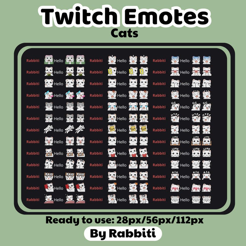 39 Cute White Cat Emotes for Twitch, Youtube, Discord, Kick, Streaming ...
