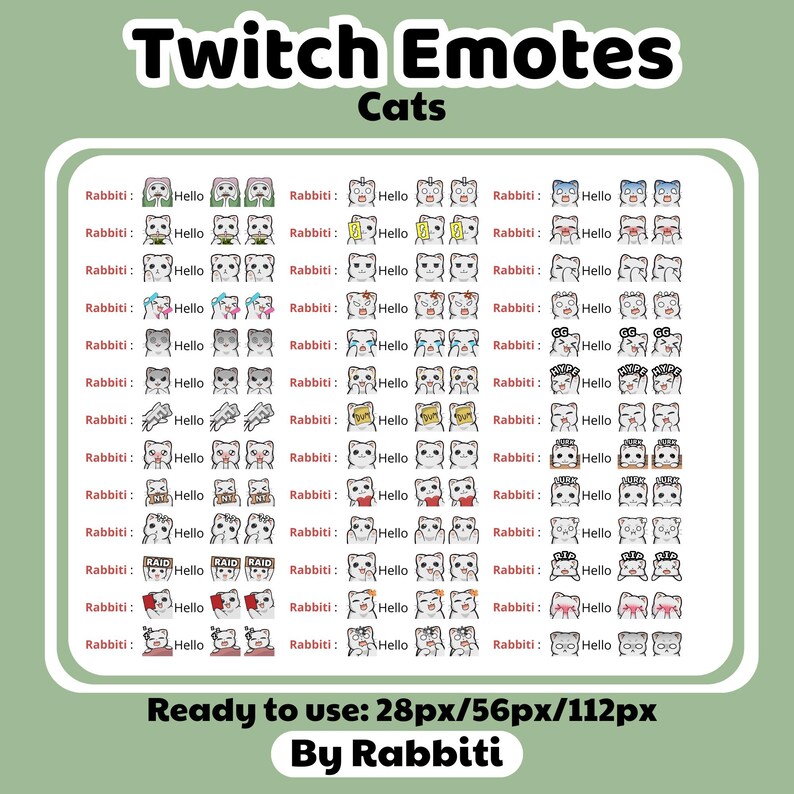 39 Cute White Cat Emotes for Twitch, Youtube, Discord, Kick, Streaming ...