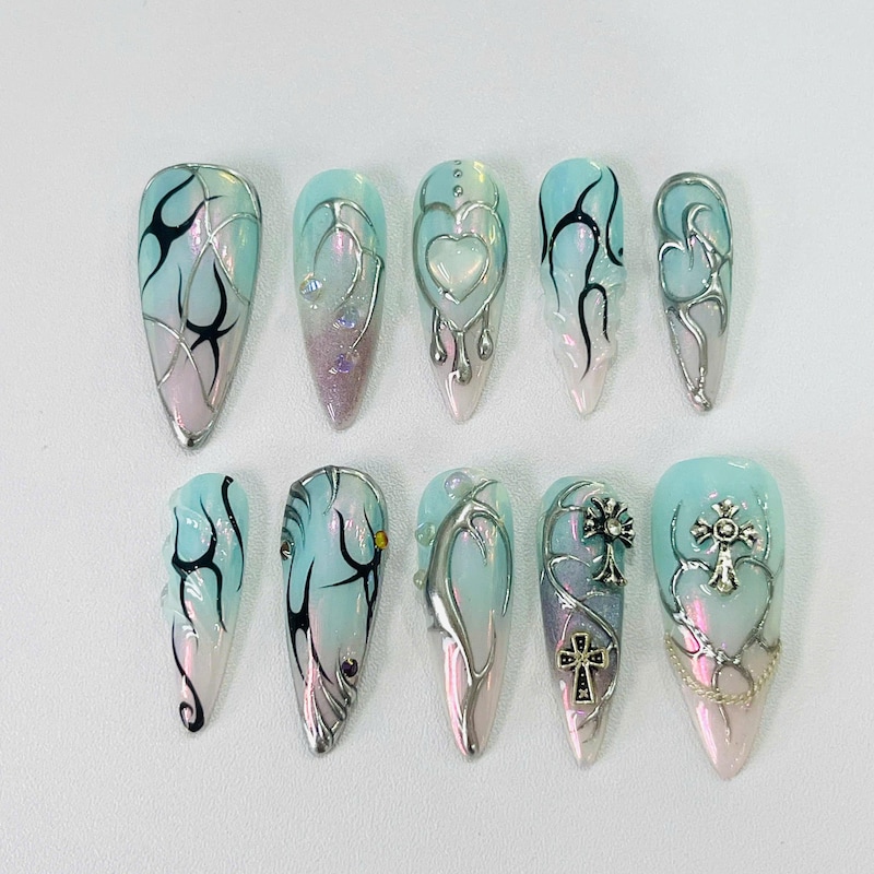 Long Fake Nails - Etsy