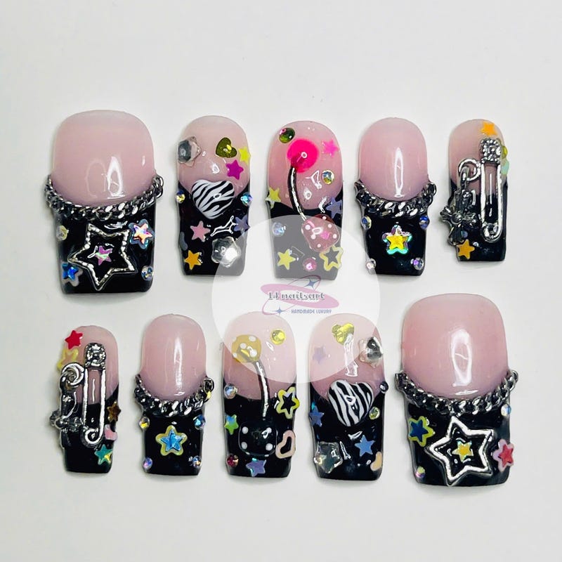 Y2k Press on Nails Emo - Etsy