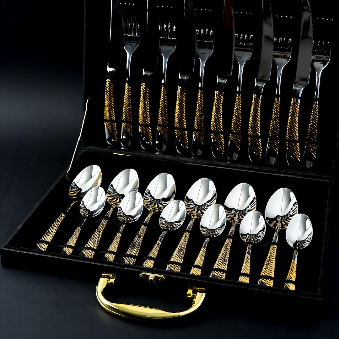 Cutlery Set, 24-piece Cutlery Set, Gold Cutlery Set, Silver Cutlery Set ...