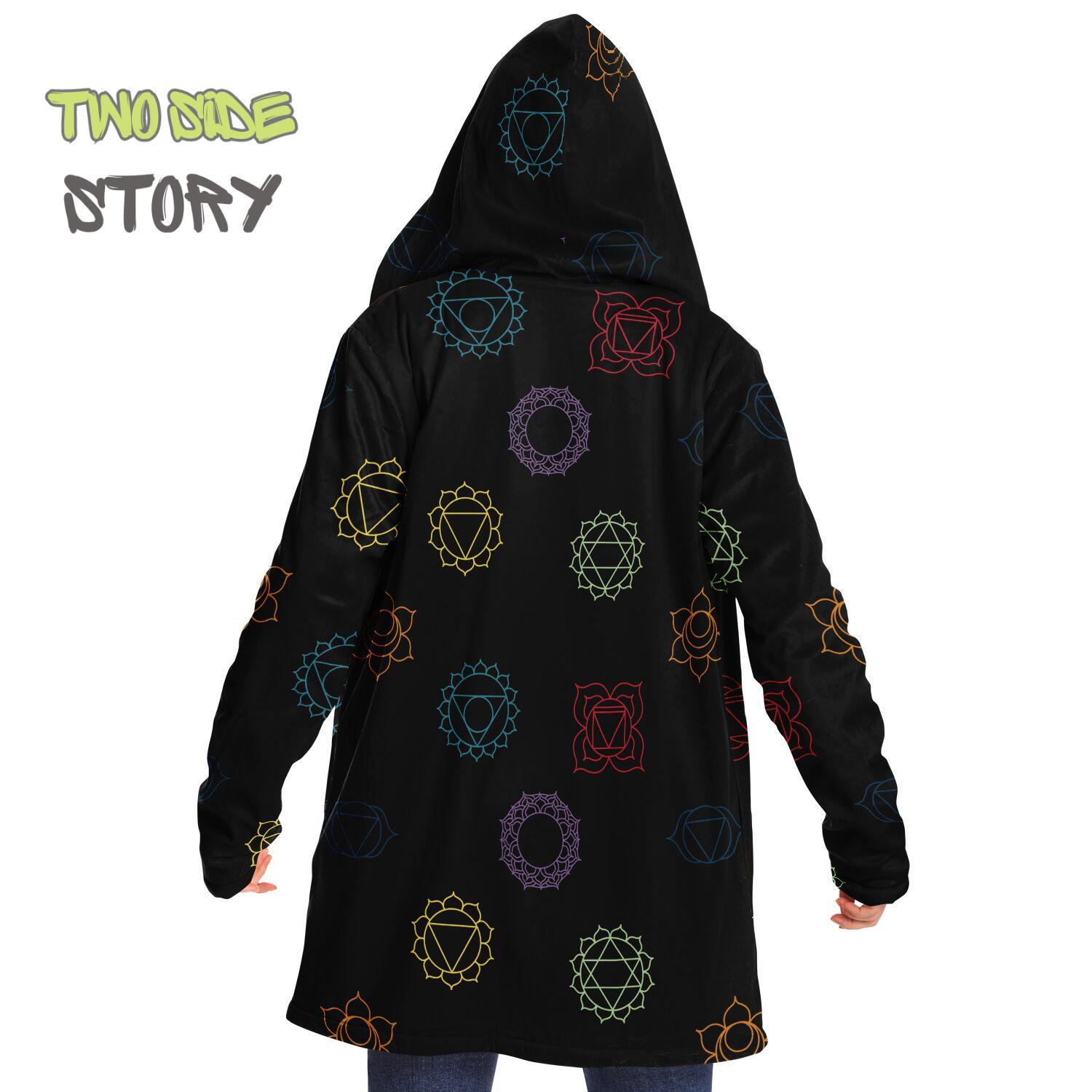 Sacred Geometry Micro-fleece Chakra Print Hooded Cloak,soft 7 Chakras ...
