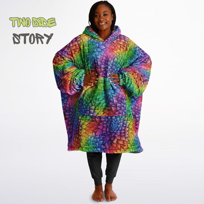 Unisex Reversible Snug Hoodie,monsters Psychedelic Autumn Reversible ...
