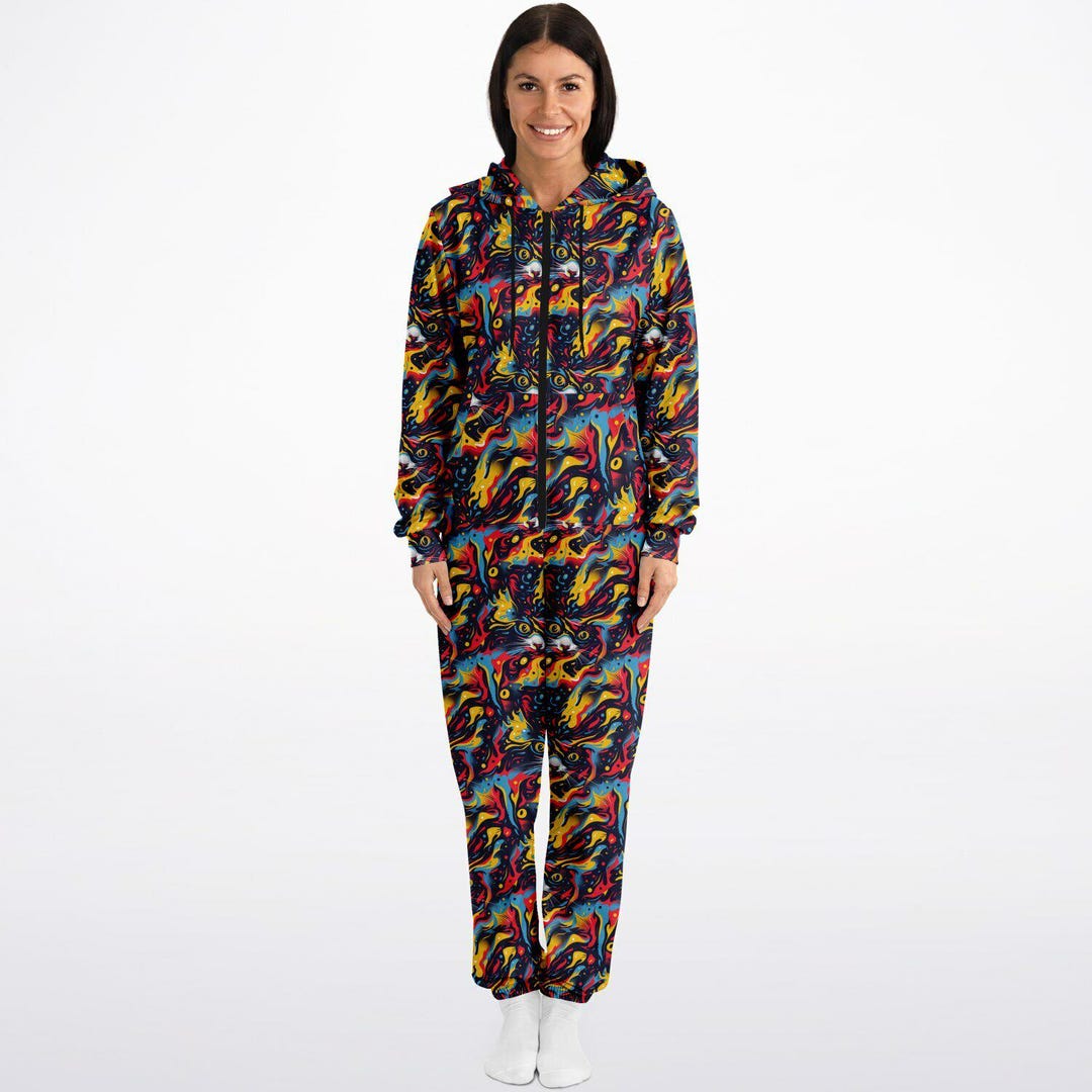 Psychedelic Stoner Cat Adult Jumpsuit,psy Clothing, Funky Festival Rave ...