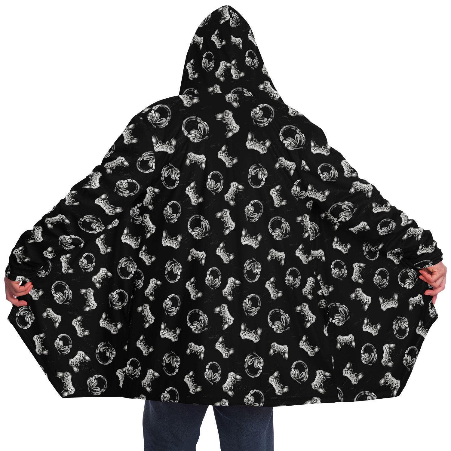 Micro-fleece Gamer Hooded Cloak, Festival Rave Party Wear, Men's Cape ...