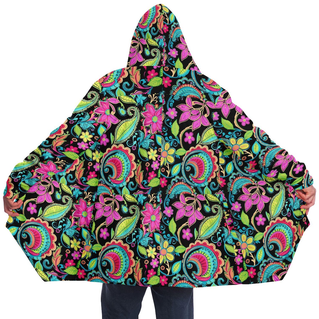 Cloak Sherpa Psychedelic Trippy Paisley Microfleece All Over Printed ...