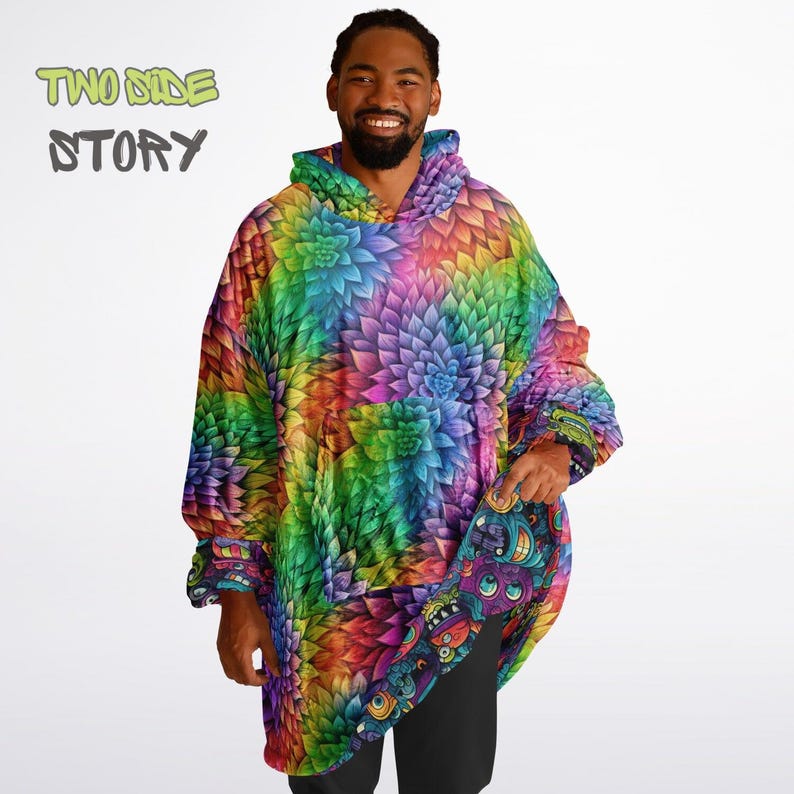 Unisex Reversible Snug Hoodie,monsters Psychedelic Autumn Reversible ...