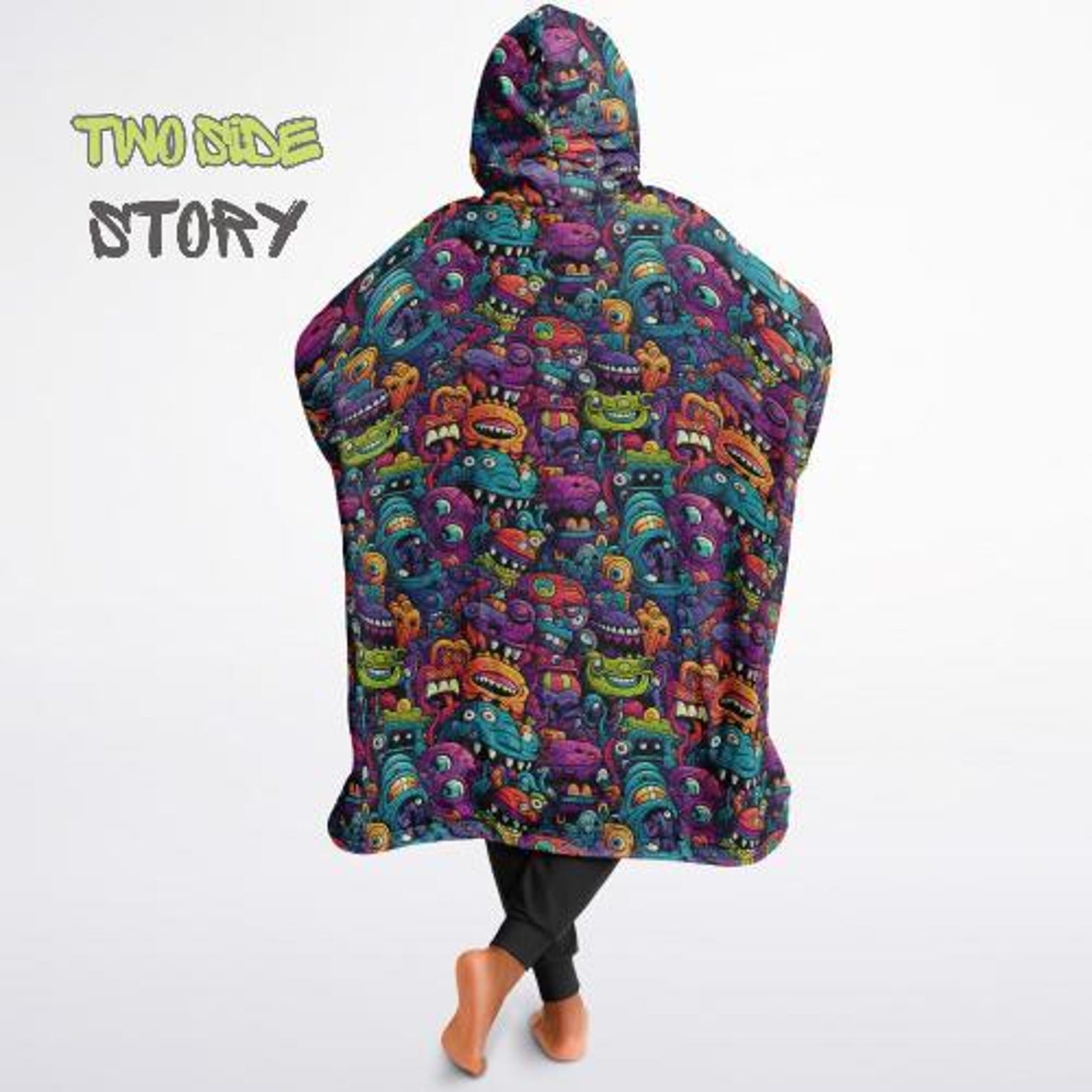 Unisex Reversible Snug Hoodie,monsters Psychedelic Autumn Reversible ...