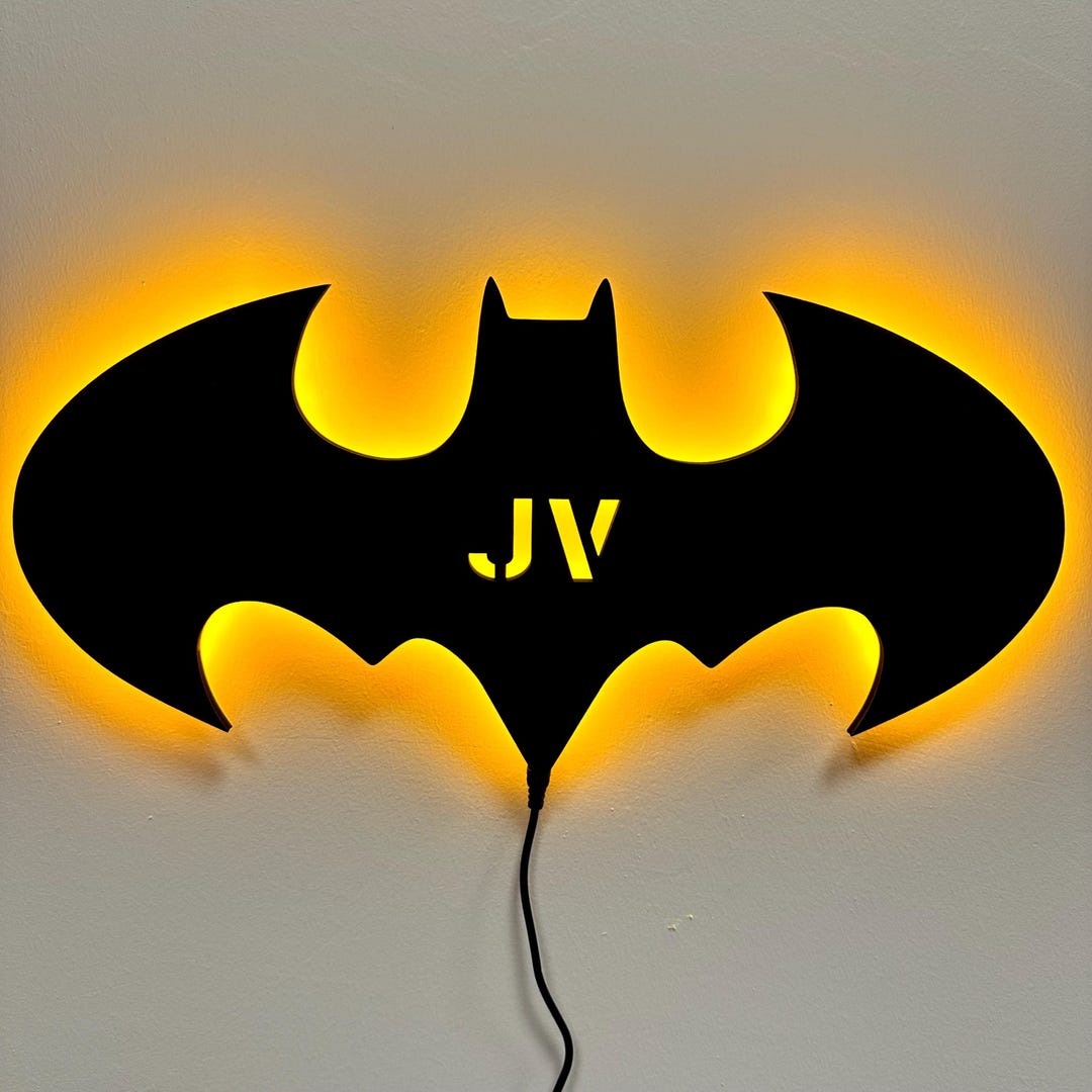 Personalized Bat Name Sign, Custom Superhero Name Sign, Bat Name Led ...