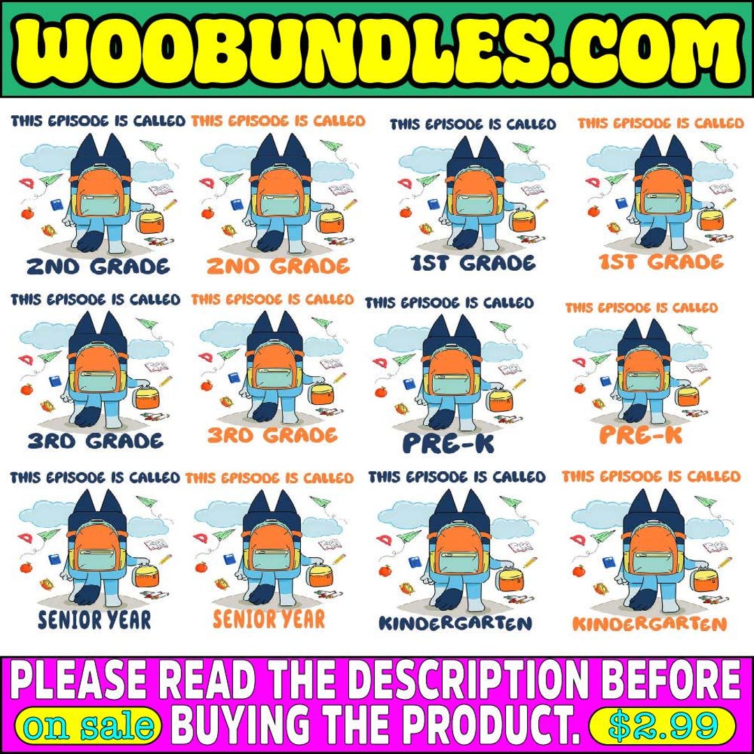 Bluey Back to School , Bluey Back to School Bundle Png, Bluey This ...