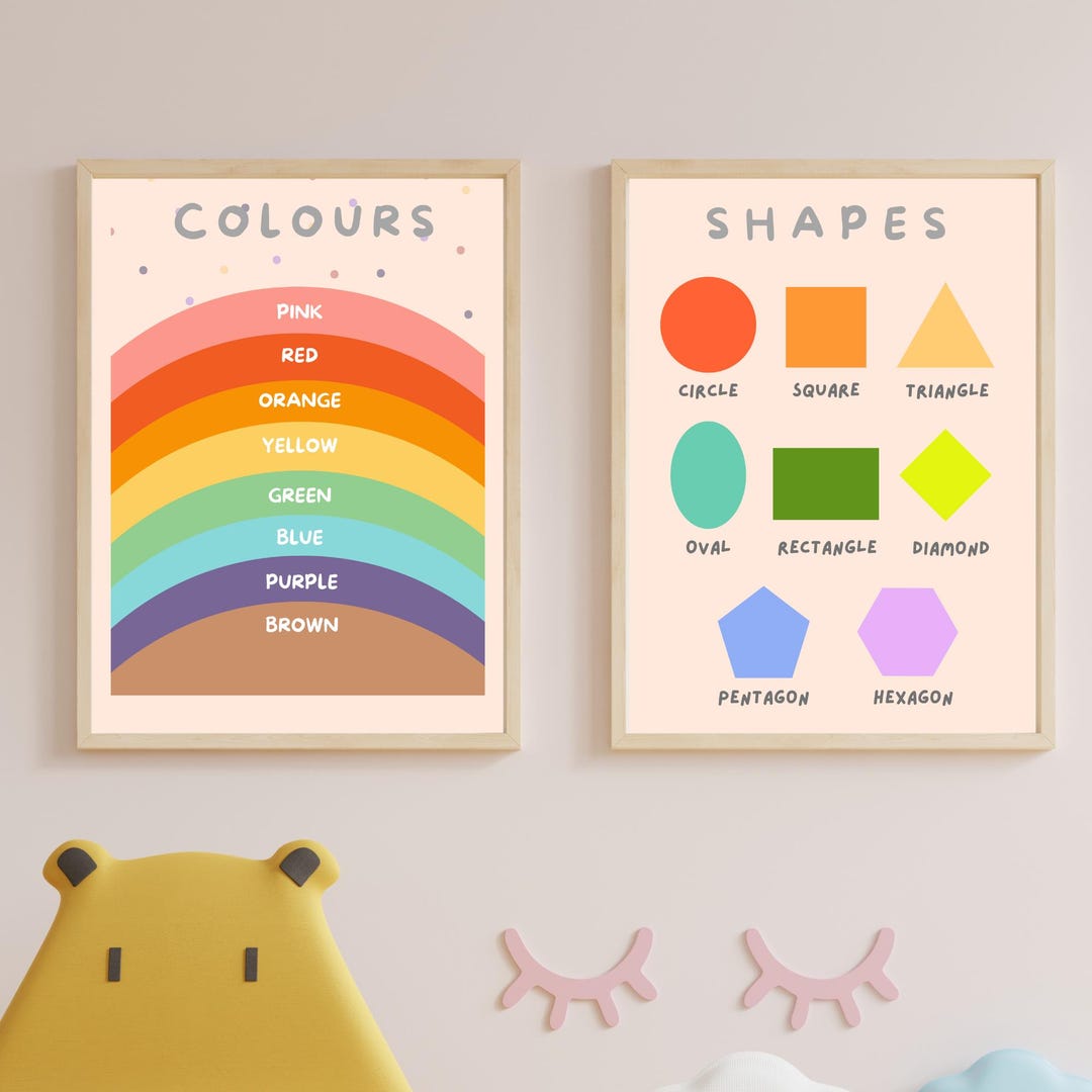 Printable Educational Colours and Shapes Wall Art for Kids - Set of 2 ...