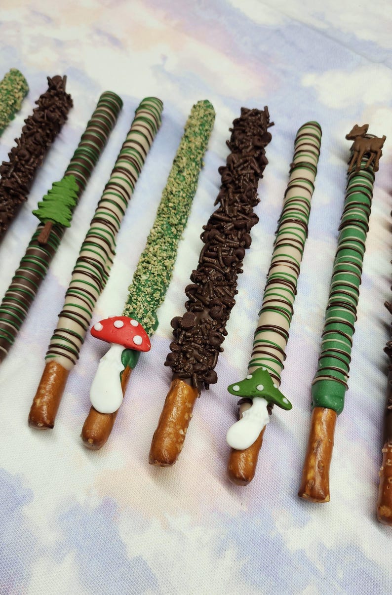 Mushroom Forest Chocolate Covered Pretzel Rods — Set of 12 - Etsy