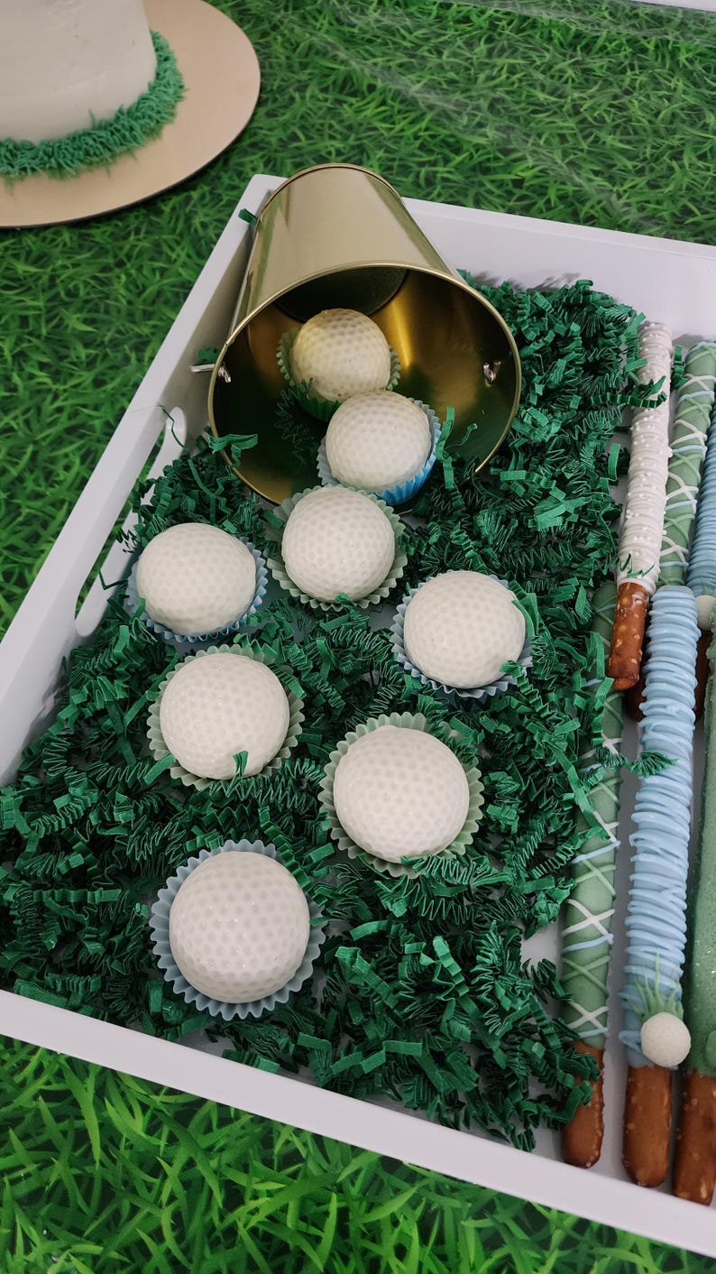 Golf Ball Cake Pops — Set of 12 Golf Themed Treats for Golfer Birthday ...