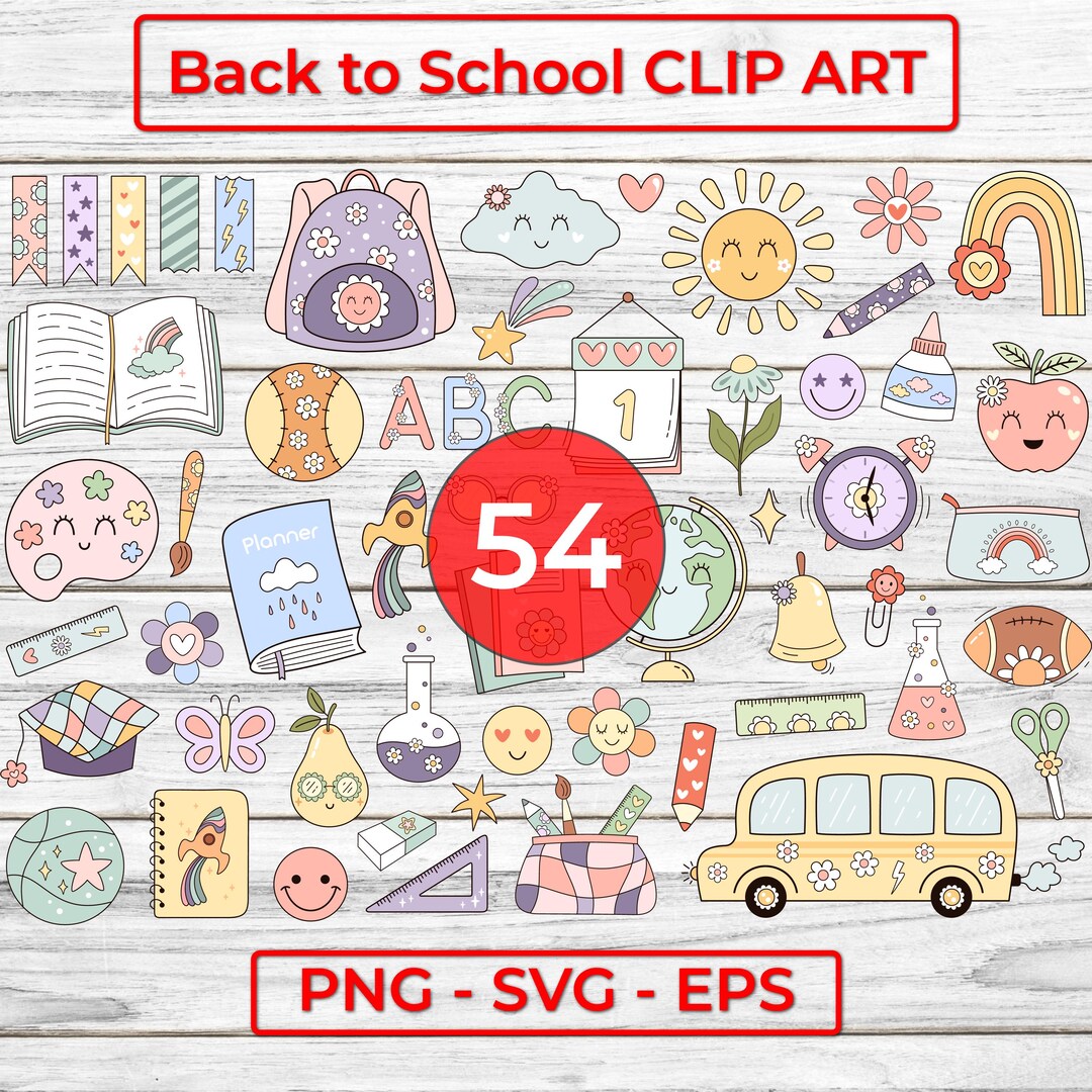 Back to School Png, Retro School Clipart - Etsy