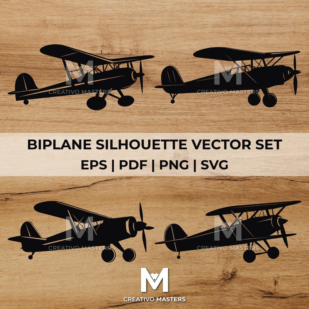Biplane Silhouettes Vector Pack, Clipart. Svg,airplane,retro,birthday ...