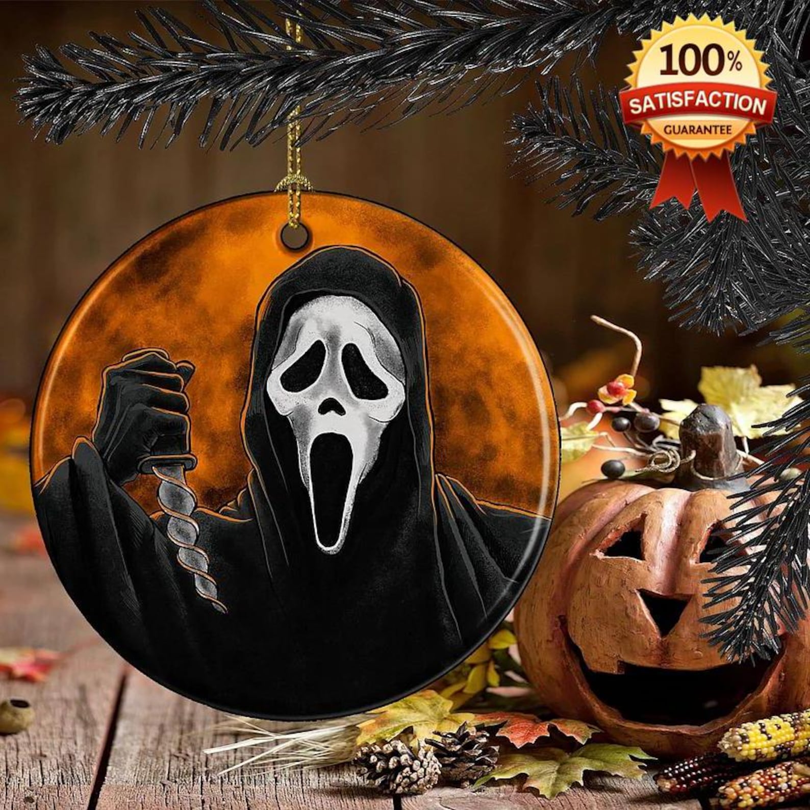 Scary Pumpkin Jack-o-lantern Halloween Ornament for Mini Tree ...
