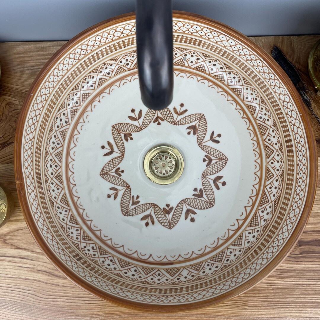 Terracotta Ceramic Sink, Boho Bathroom Sink,mediterranean Bathroom ...