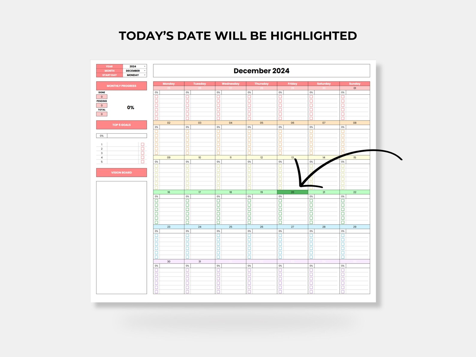 Google Sheets Calendar – Google Sheets Template – Monthly Calendar ...