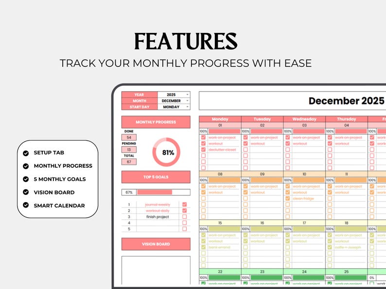 Google Sheets Calendar – Google Sheets Template – Monthly Calendar ...