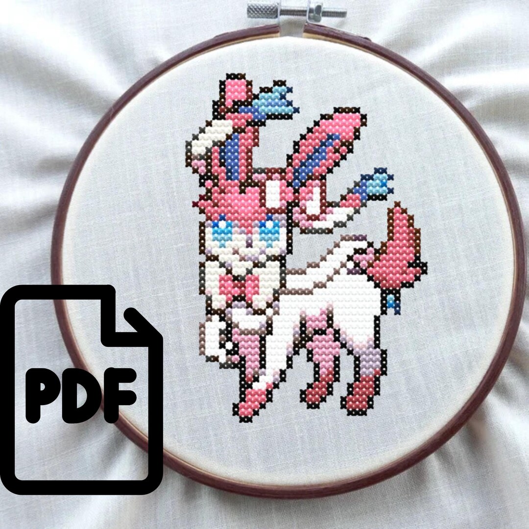 Simple Small Pokemon Sylveon Digital Cross Stitch Pattern - Etsy