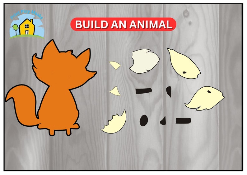Build A FOX, Preschool Coloring, Cut and Glue Activity, Printable Paper ...