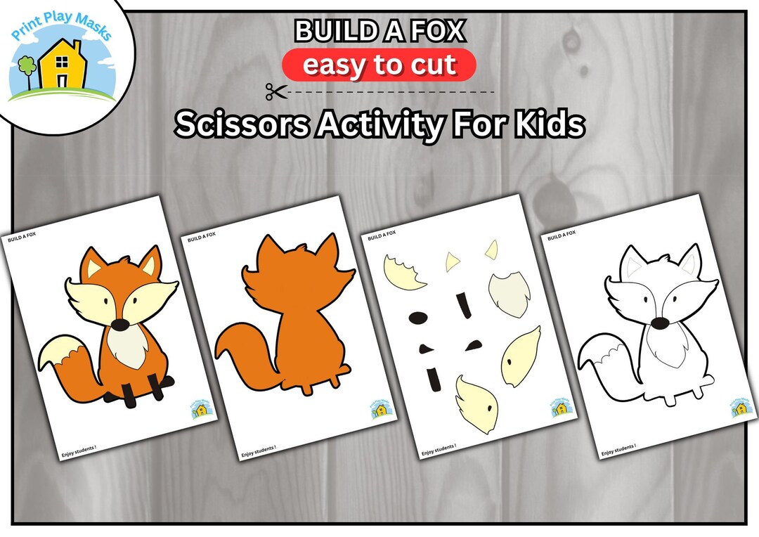 Build A FOX, Preschool Coloring, Cut and Glue Activity, Printable Paper ...
