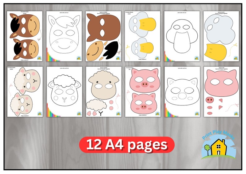 Build an Animal, Preschool Coloring, Cut and Glue Activity, Printable ...