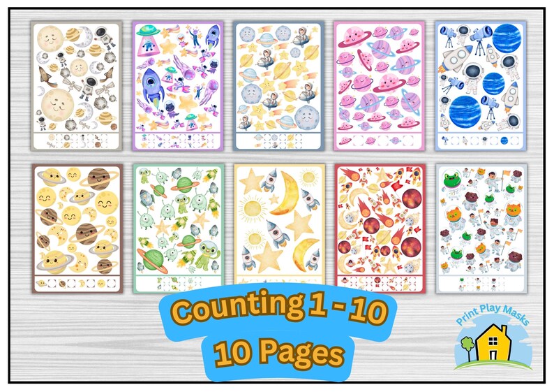I Spy Space Counting Activity, Printables Solar System Planets Count to ...