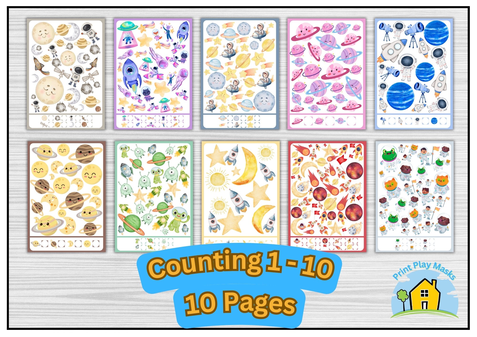 I Spy Space Counting Activity, Printables Solar System Planets Count to ...