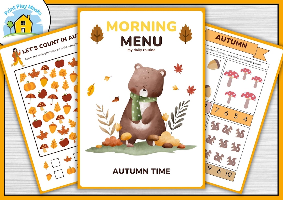 Morning Menu for Kids, Daily Routine for Kids, Printable Workskeets for ...