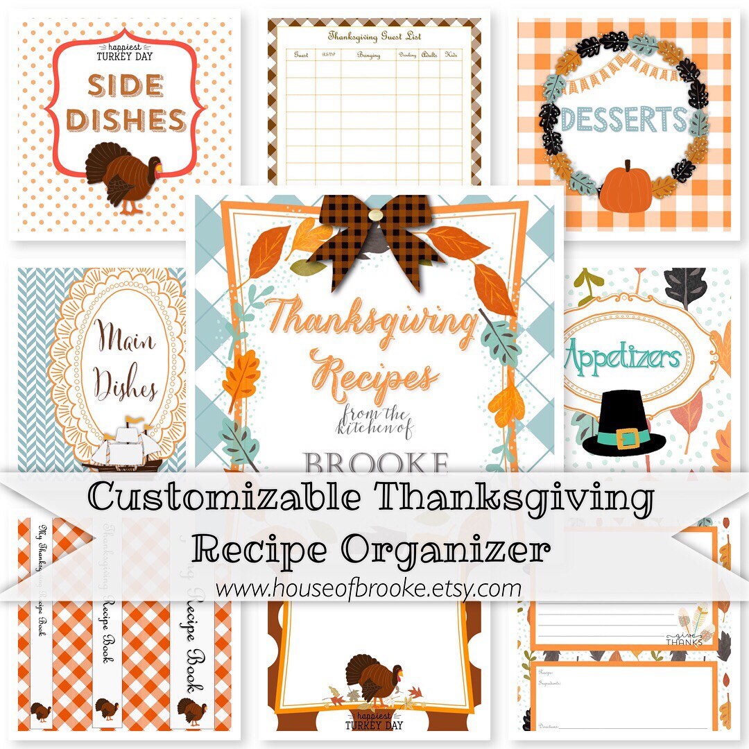 Thanksgiving Planner, INSTANT DOWNLOAD, Recipe Binder, Printable ...