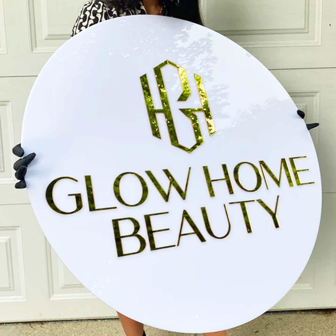 3D Acrylic Custom Round Logo Sign | Custom 3D Acrylic Business Sign ...