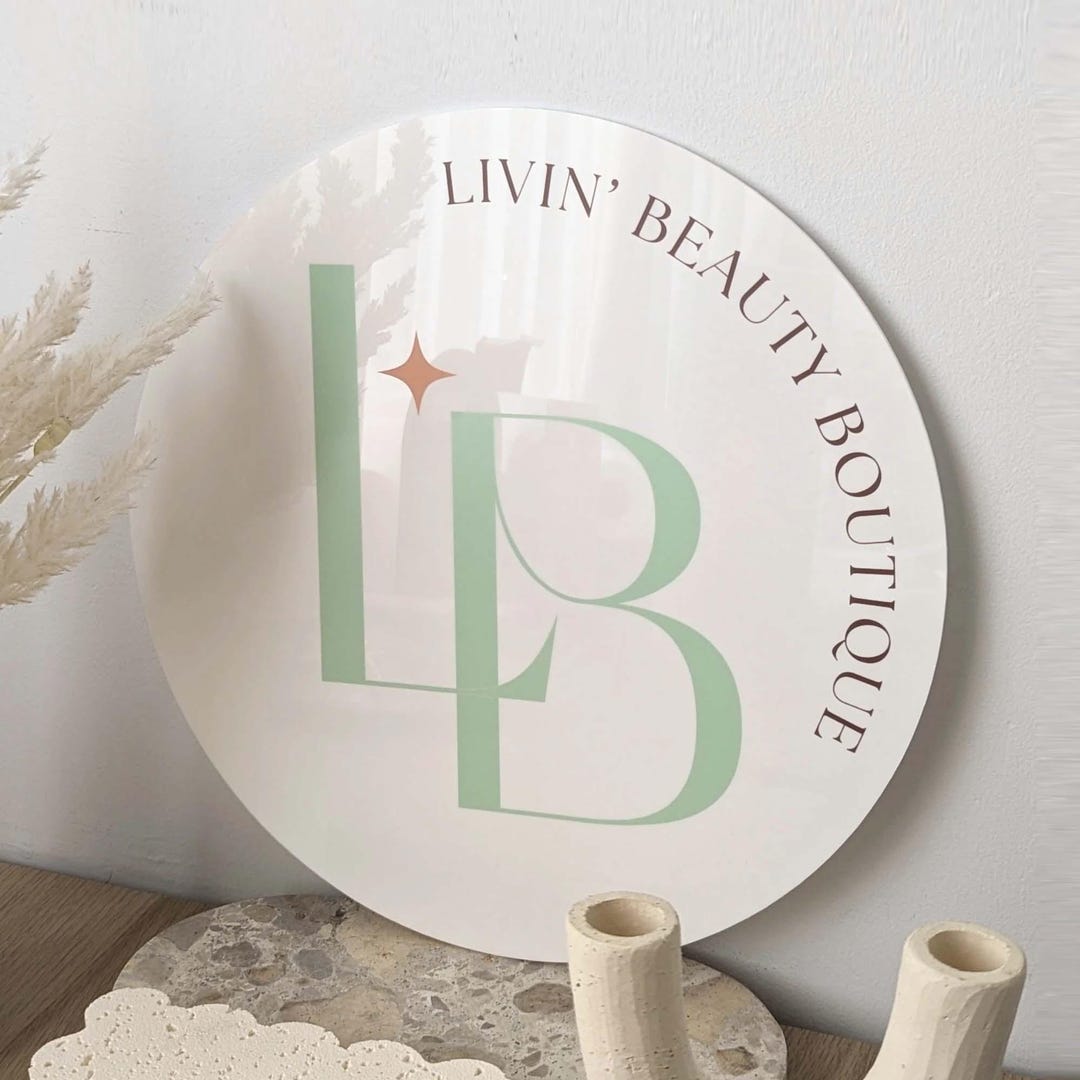 Acrylic Custom Round Boutique Logo Sign | Custom 3D Acrylic Business ...