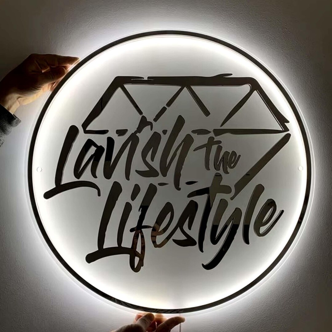 Custom Salon Backlit Logo Sign: 3D LED Acrylic Business Wall Decor - Etsy