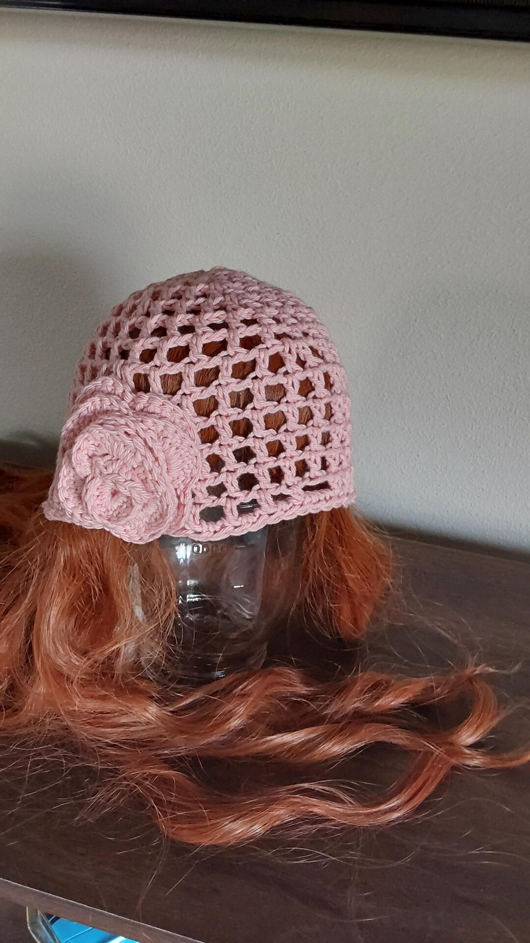 Pink Flower Cotton Mesh Skull Cap OSFM - Etsy