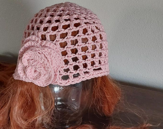 Pink Flower Cotton Mesh Skull Cap OSFM - Etsy